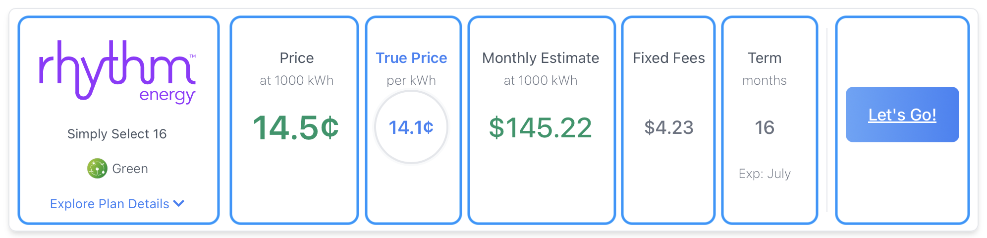 Plan Cards - Texas Electricity Finder